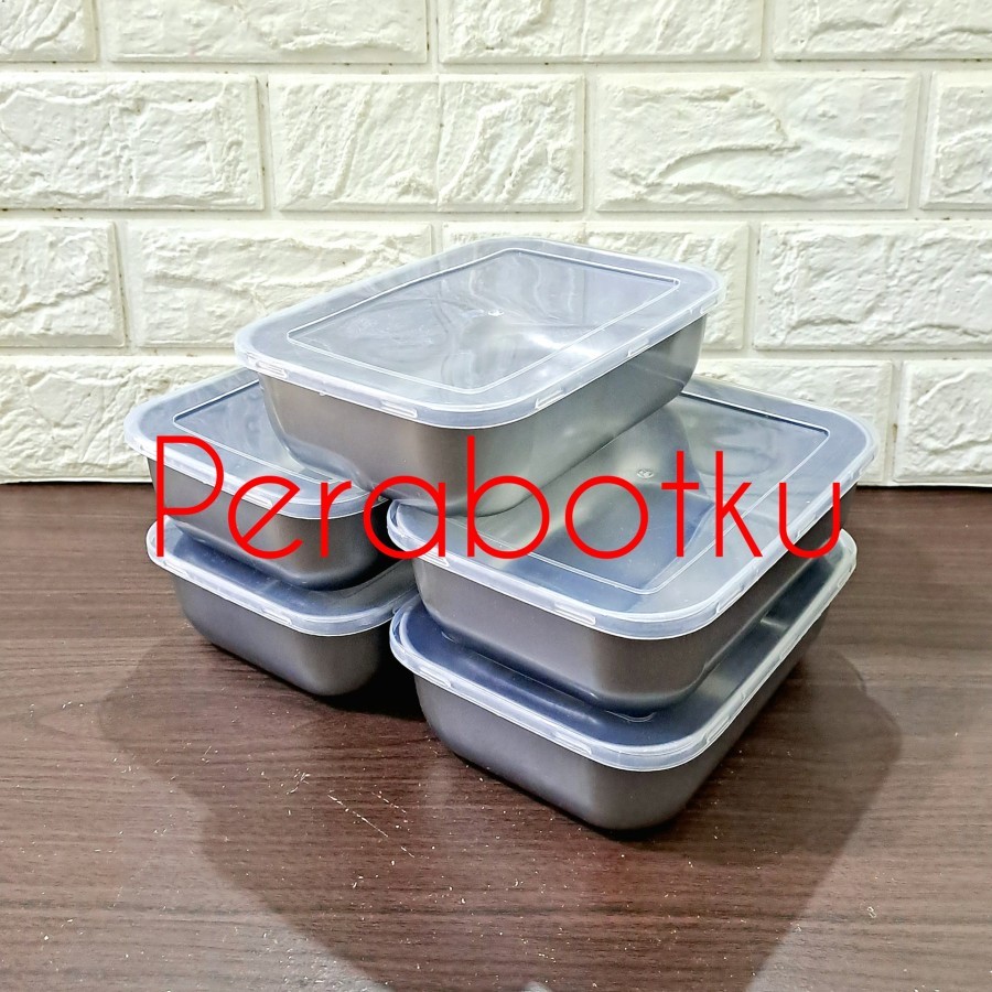 Jual Baki Stenlis + Tutup 18 x 13 cm AF-522 / Food Box / Kotak Wadah Tempat Penyimpanan ...