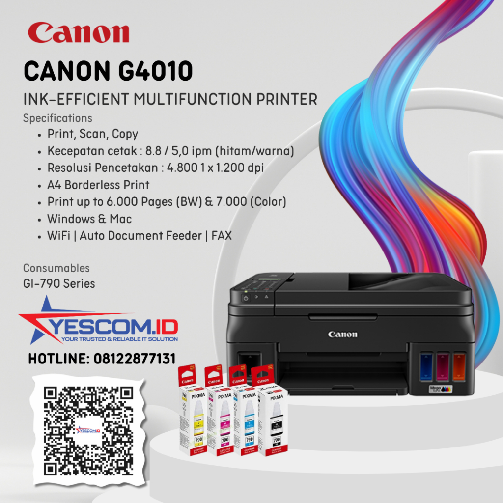 Jual Canon G4010 Inktank All-in-One Printer | Print, Scan, Copy, WiFi ...