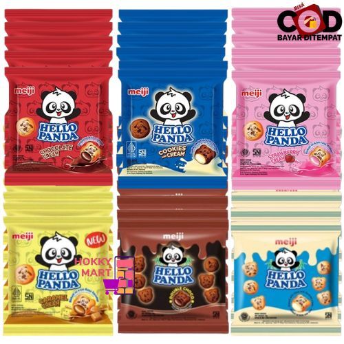 Jual ( HOKKY) HELLO PANDA 10 x 10 GR MILK COKLAT STRAWBERRY COOKIES AND ...