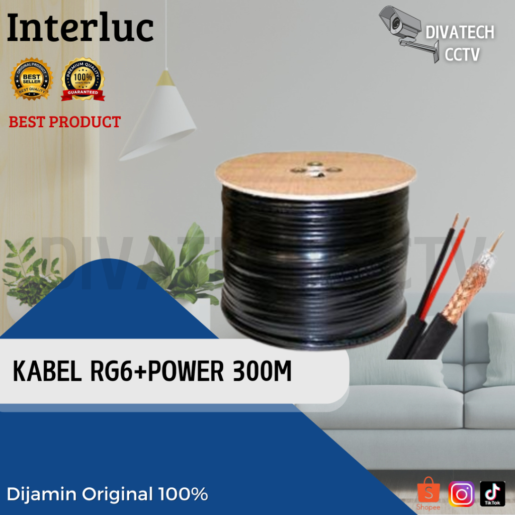 Jual Kabel Cctv Rg6+ power Edge 300M INTERLUC | Shopee Indonesia