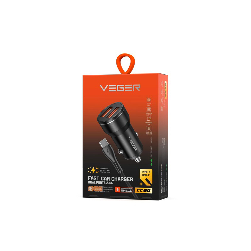 Jual Saver VEGER CC20 / Car charger VEGER CC20 2output 2.4A fast ...