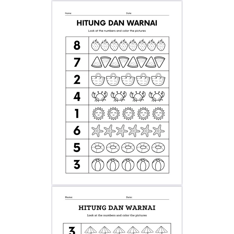 Jual HITUNG DAN WARNAI Number Activity BUKU EDUKASI ANAK BALITA PRA ...
