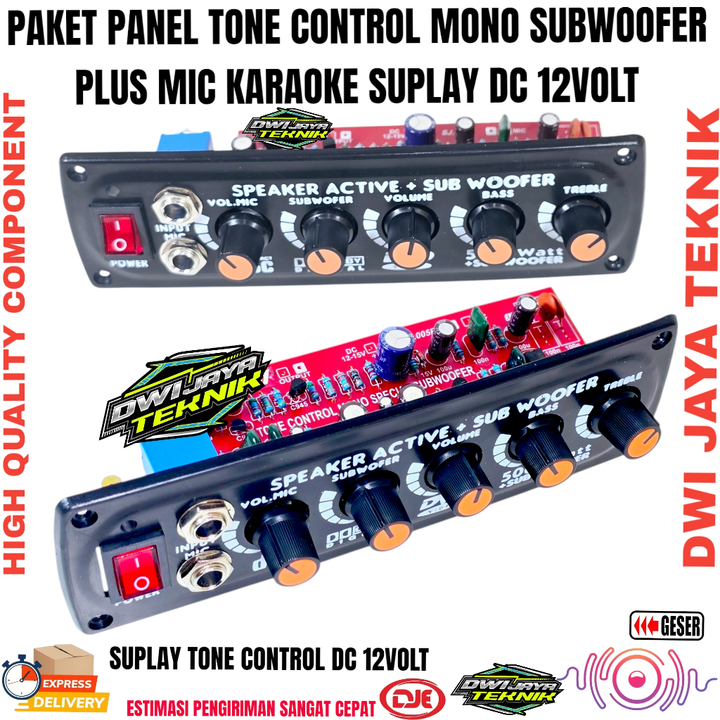 Jual Paket Panel Tone Control Mono Subwoofer Plus Mic Karaoke DC 12Volt ...
