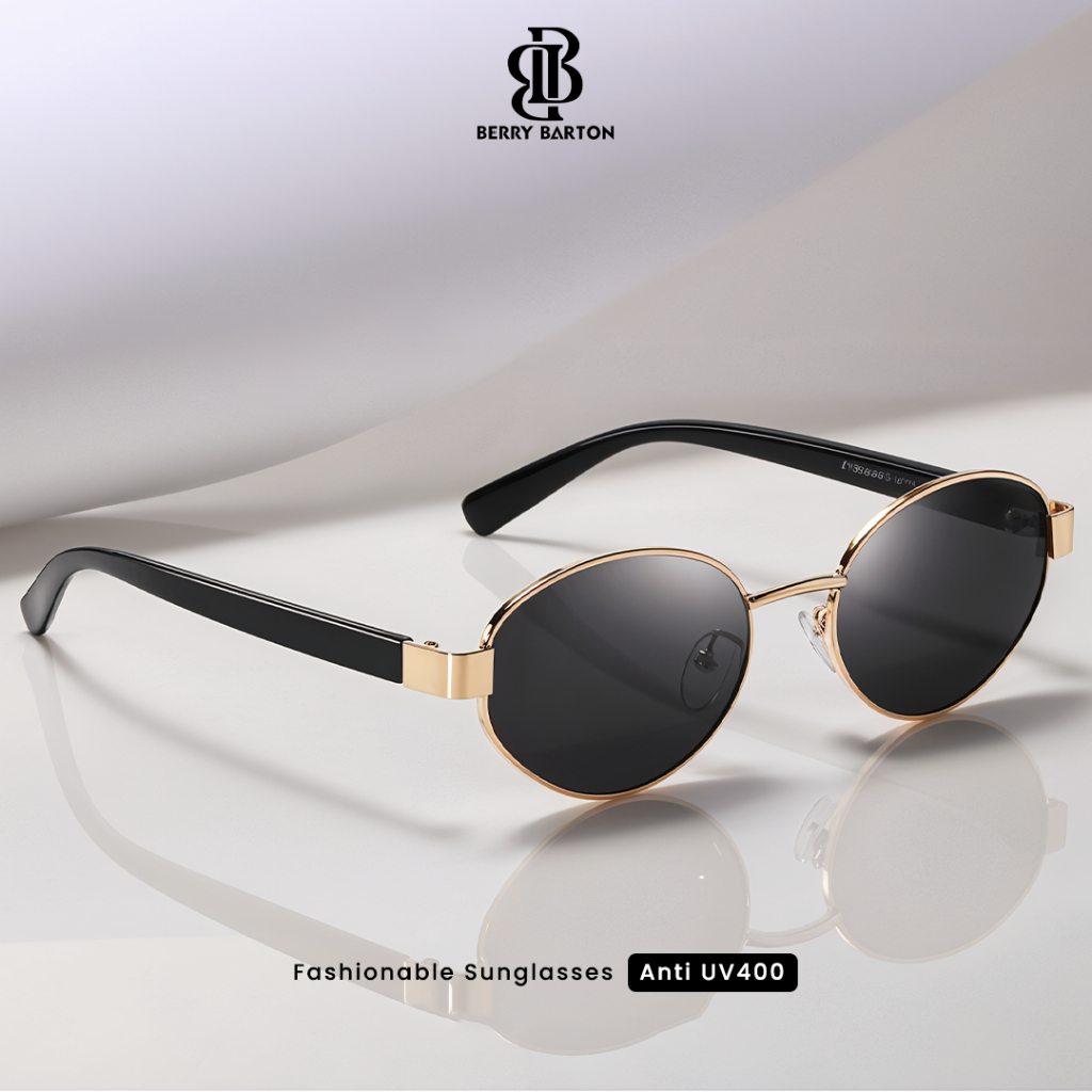 Jual Berrybarton Kacamata Fashion Terbaru Kacamata Hitam Oval Sunglasses Metal Ringan Anti UV ...