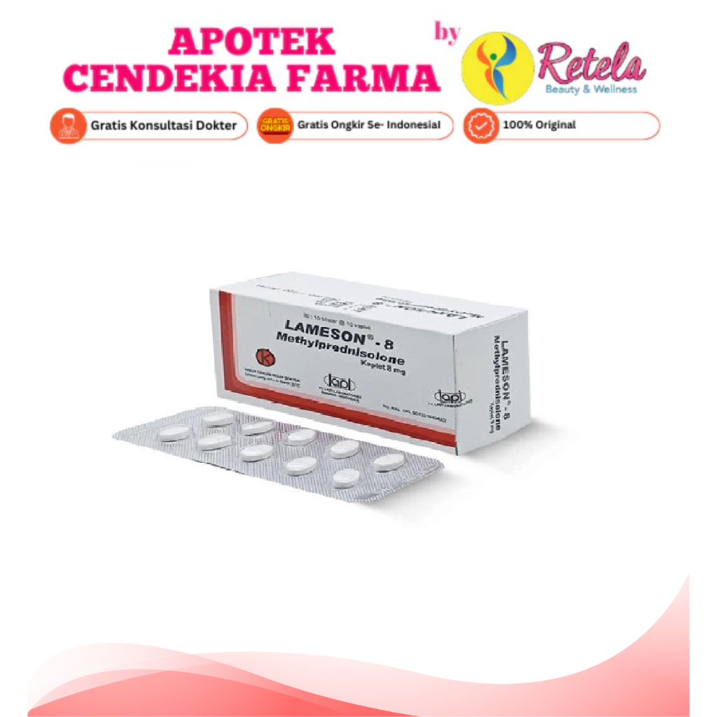 Jual LAMESON 8MG 1 STRIP 10 TABLET ( METHYLPREDNISOLONE 8 MG ) | Shopee ...