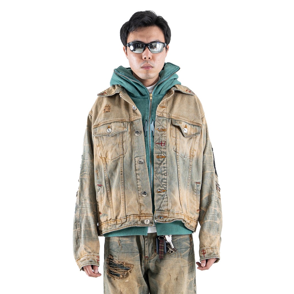 Jual A1 Biker Jacket - Carbon Cream Stone - Denim Jacket | Shopee Indonesia