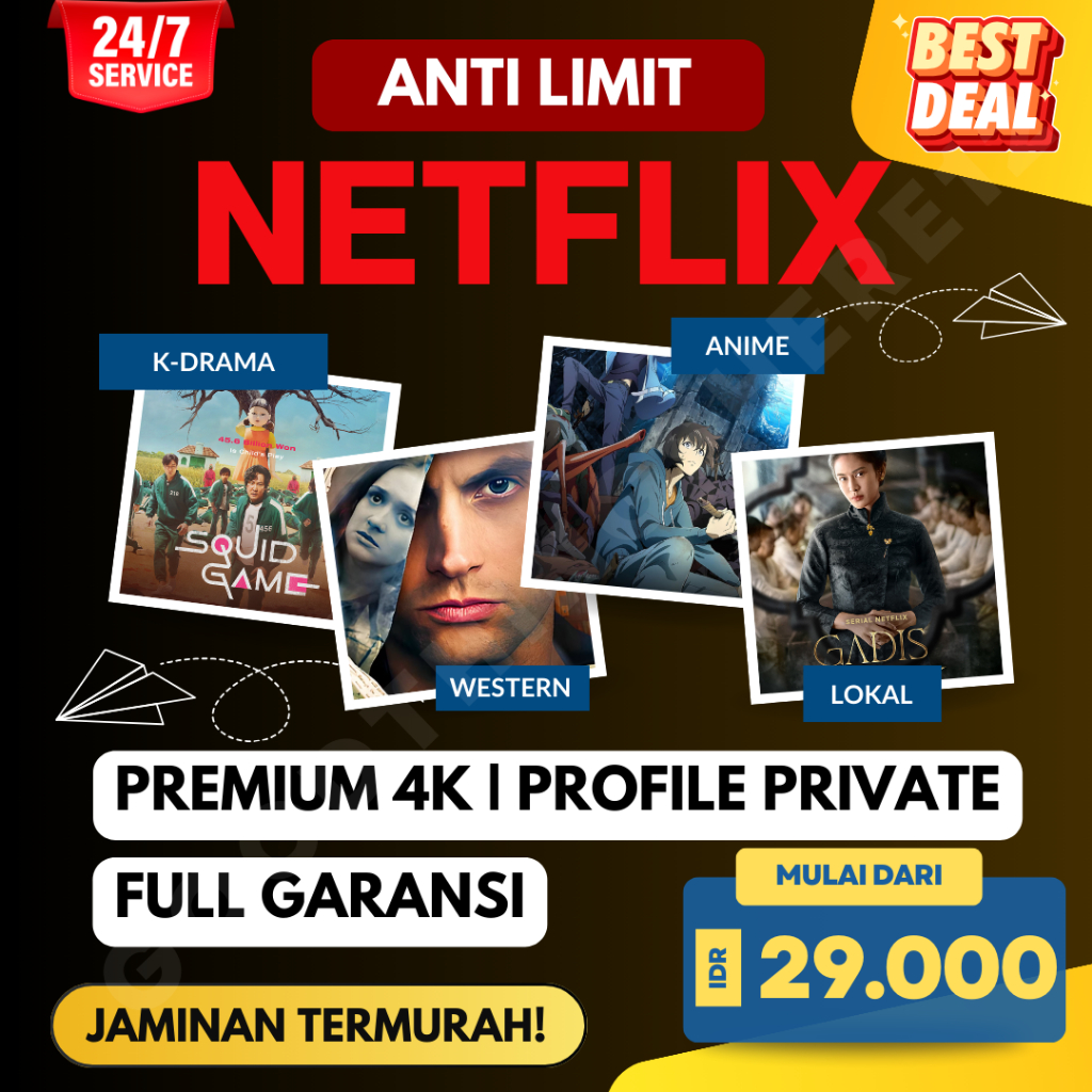 Jual [24/7] NETFLIXX PREMIUM ANTI LIMIT | FAST RESPON & PROSES CEPAT | FULL GARANSI & TERMURAH ...