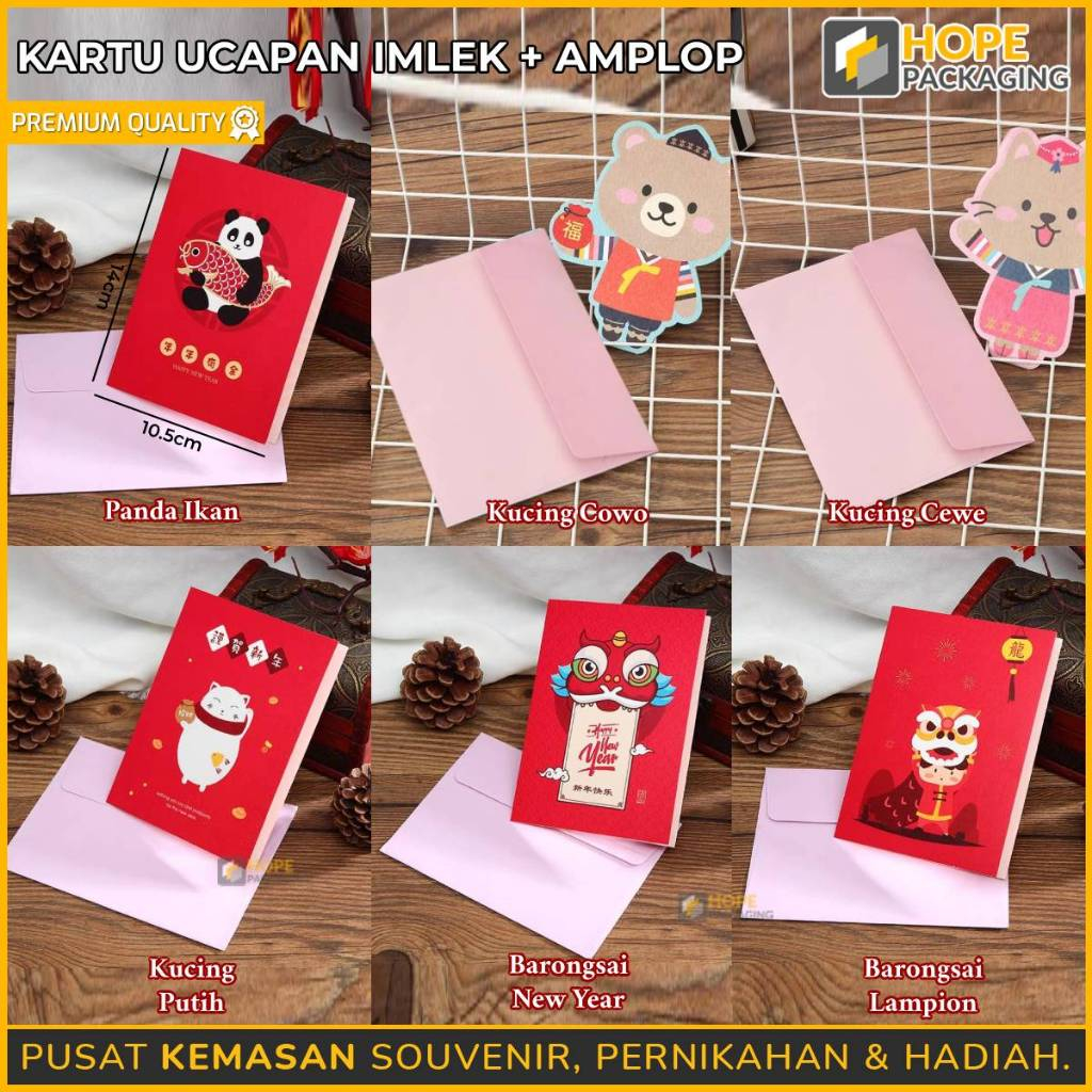 Jual Kartu Ucapan Imlek + Amplop / Gift Imlek Greeting Card / Kartu Ucapan Hampers CNY / Kartu ...