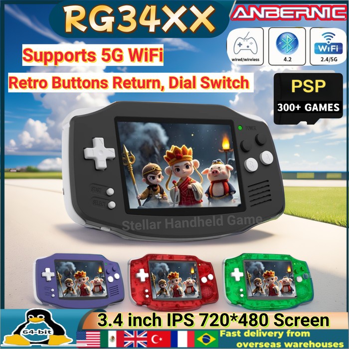 Jual ANBERNIC RG 34XX 64gb 128gb Retro Handheld Game Player 3.4-inch ...