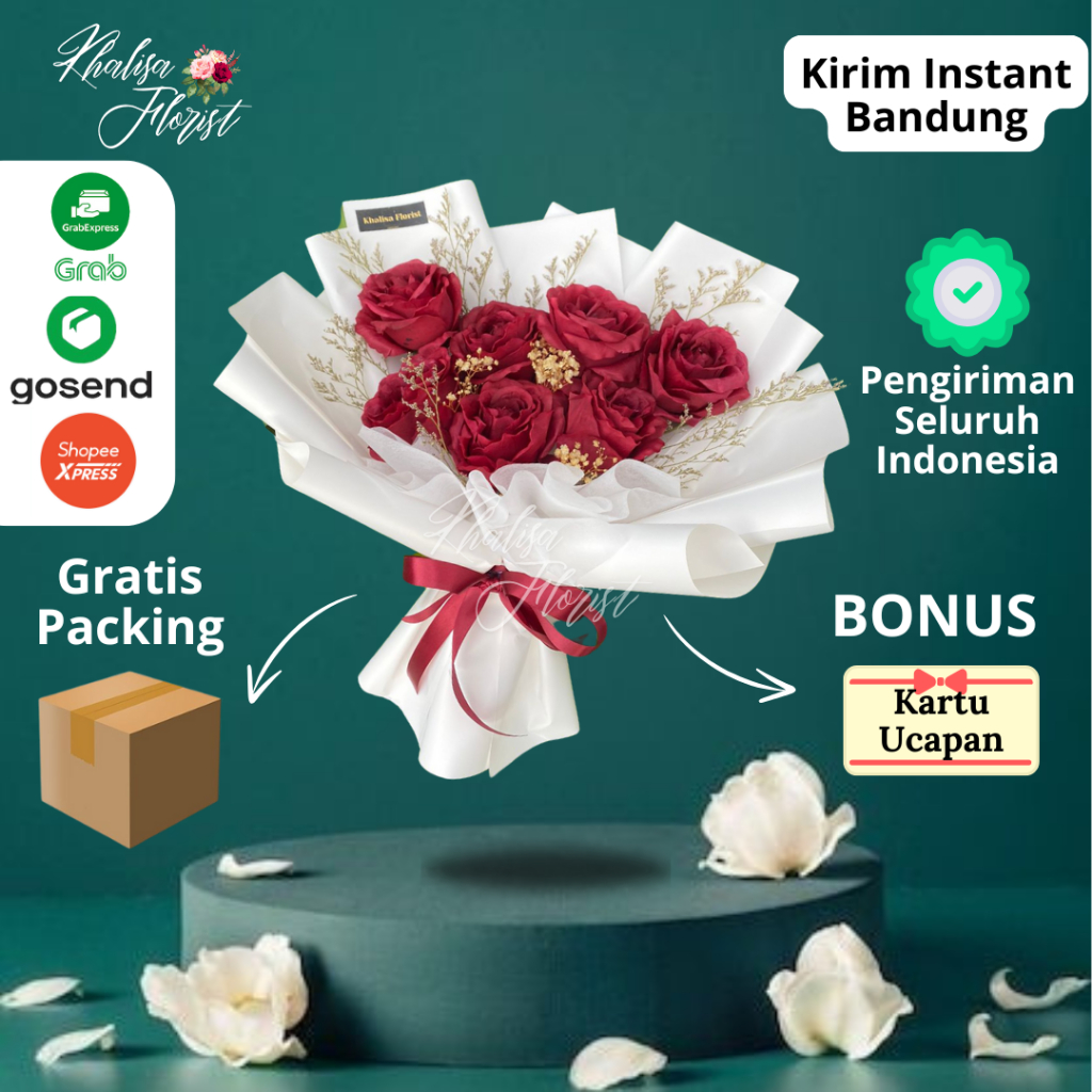Jual KHALISA FLORIST 24B Artificial Bouquet Rose 7 Tangkai / Buket ...