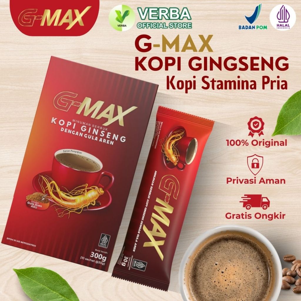 Jual Kopi G-MAX Original - Kopi Gingseng Stamina BPOM dan Halal - 1 Box Isi 10 Sachet | Shopee ...