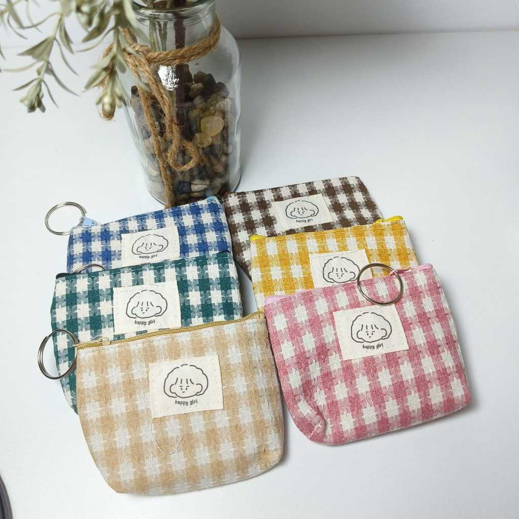 Jual DOMPET CUTE KOTAK KOTAK HAPPY GIRL | Shopee Indonesia