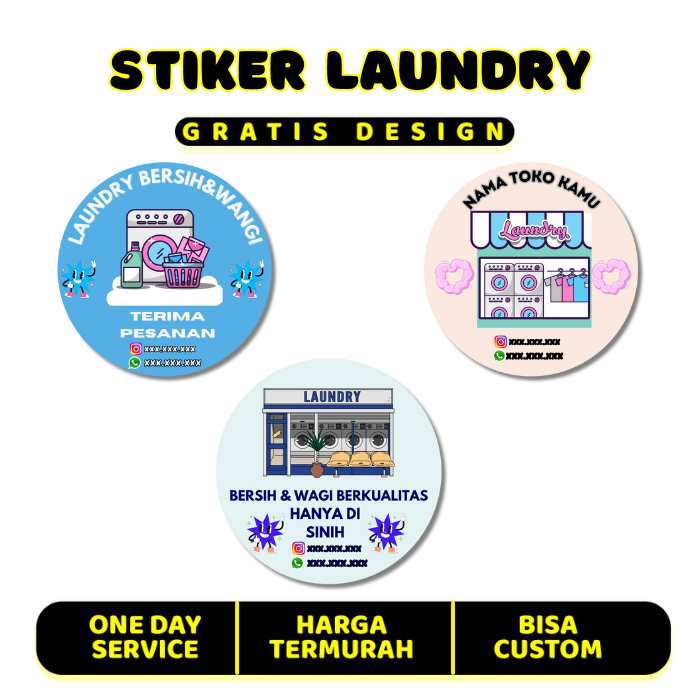 Jual Stiker Laundry Premium Design / Stiker Laundry / Stiker Costum ...