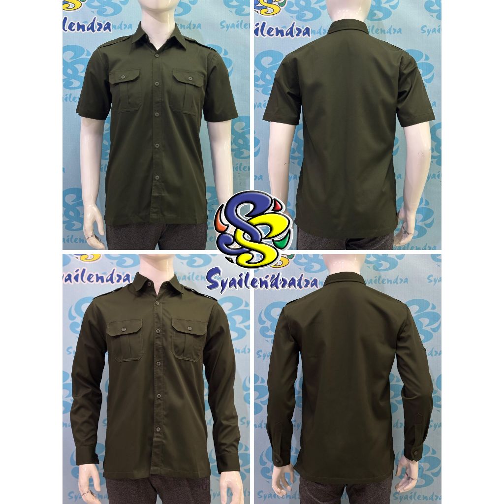 Jual Kemeja Kerja PDH Warna Hijau Army | Shopee Indonesia