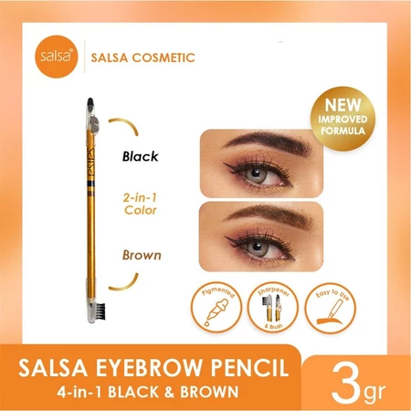 Jual Salsa Eyebrow Pencil 4in1 Black & Brown | Shopee Indonesia