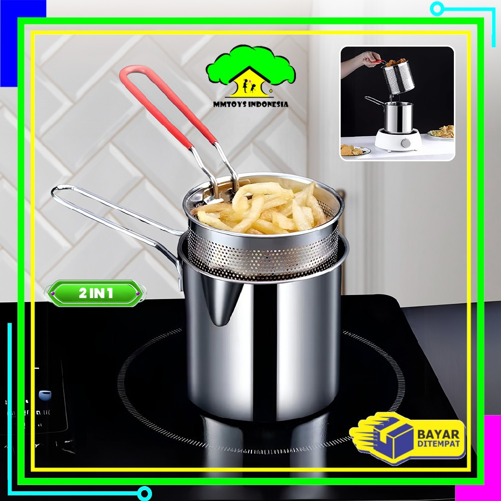 Jual MI-C1233 Panci Deep Fryer 2IN1 Stainless Steel Panci Set Saringan ...