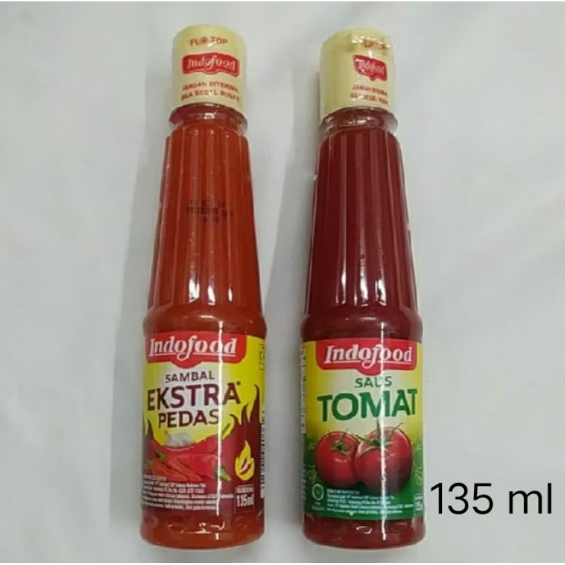 Jual Saos Indofood ekstra pedas dan tomat kemasan botol 135 ml ( 3 x ...