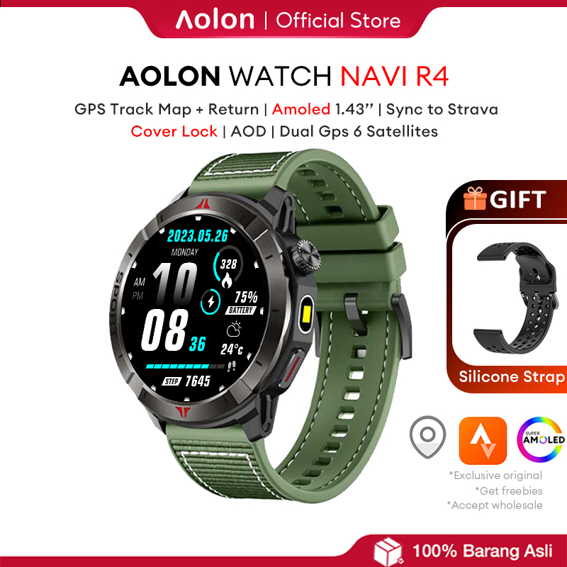 Jual Aolon Navi R4 Smartwatch Aomled AOD Dual-band GPS IP68 Panggilan ...