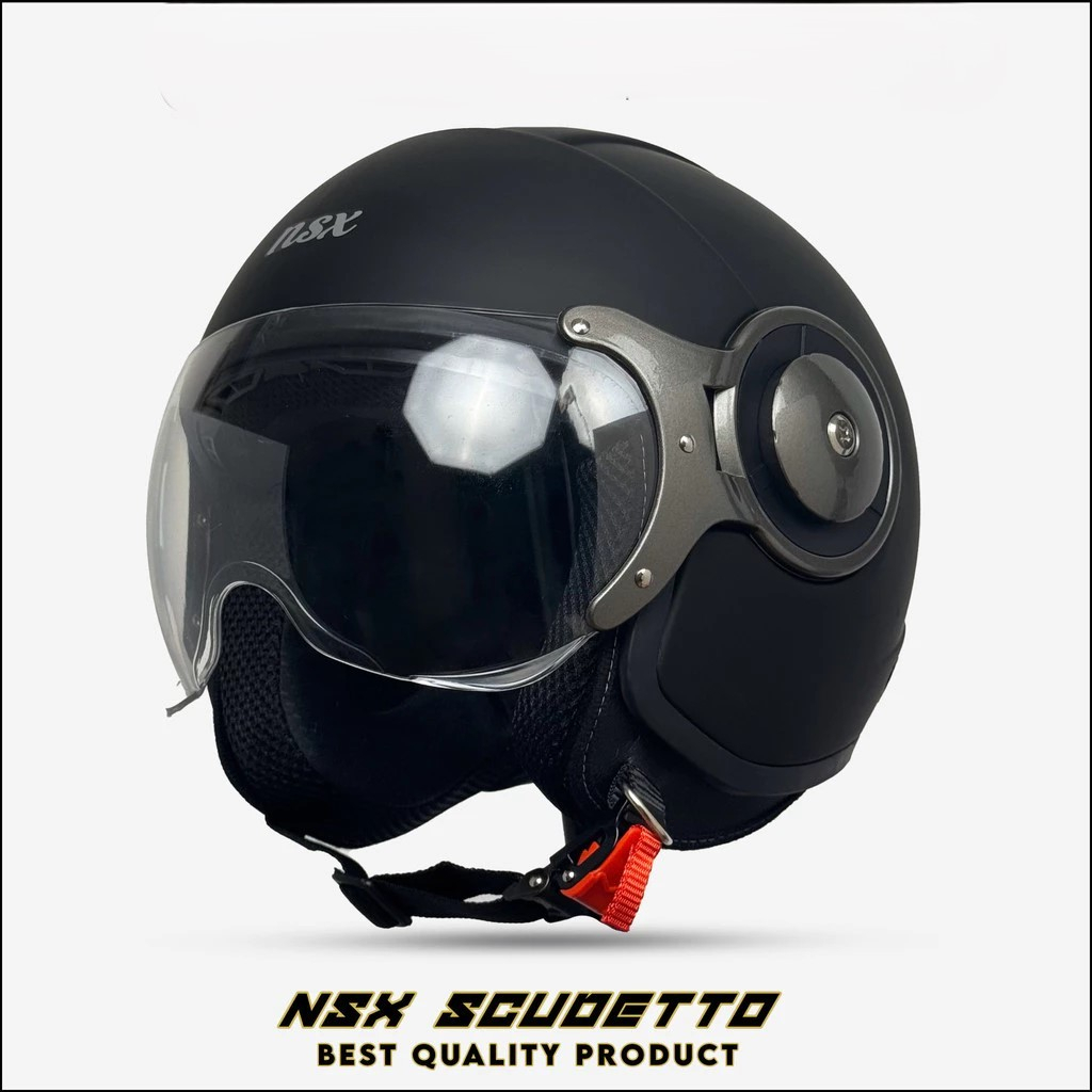 Jual Helm NSX Scudetto Black Doff | Helm Bogo Retro Wanita/Peria Dewasa ...