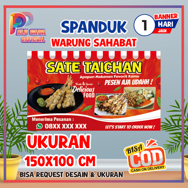 Jual cetak spanduk banner baliho murah SATE TAICHAN costem ukuran bisa ...