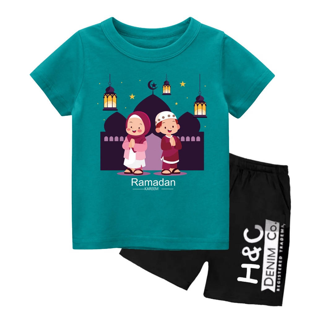 Jual Baju Kaos Setelan Lengan PENDEK Anak Laki Laki Dan PEREMPUAN Motif DTF IDUL FITRI / EID ...