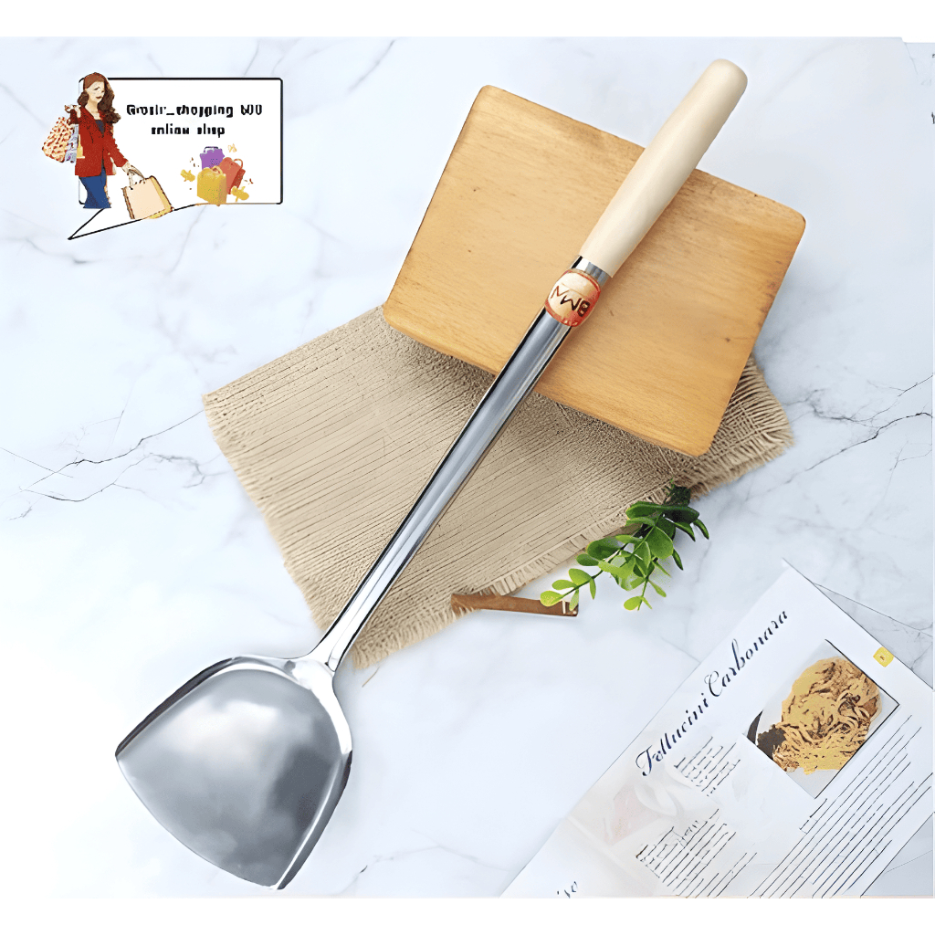 Jual GS- Sodet Stainless Steel Jumbo / Spatula Stainless Gagang / Handle Kayu/ Spatula Sutil ...