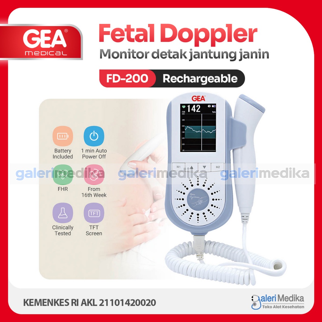 Jual Portable Fetal Doppler GEA FD-200 / FD200 / FD 200 Rechargeable ...