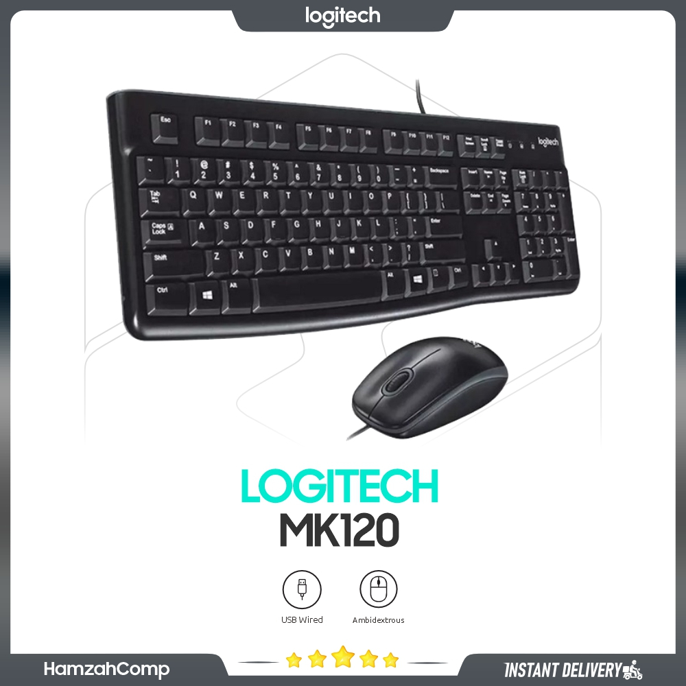 Jual Logitech MK 120 Original Keyboard dan Mouse Combo USB Wired Logitech MK120 Kabel USB ...