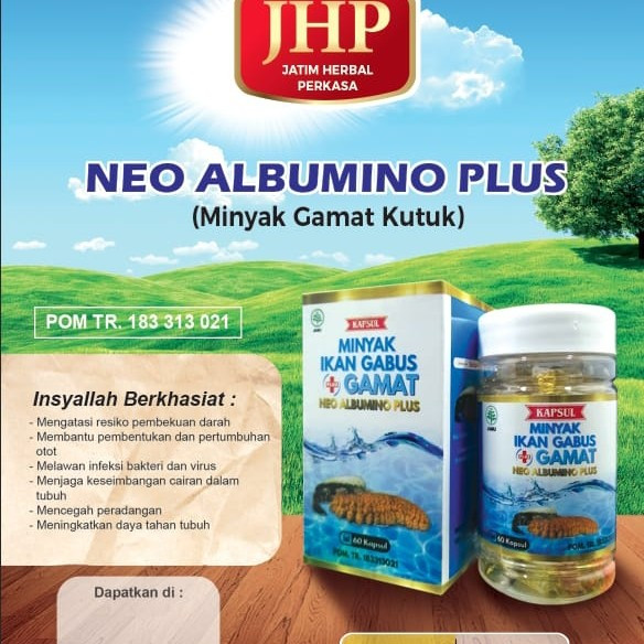 Jual Neo Albumino plus 60 kapsul Keringkan Luka Operasi Minyak Ikan Gabus plus Gamat Emas Gold G ...
