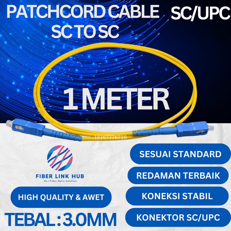Jual Patchcord 1M 1 Meter 3MM SC UPC Kabel Fiber Optic FO Single Mode Kuning Patch Cord | Shopee ...