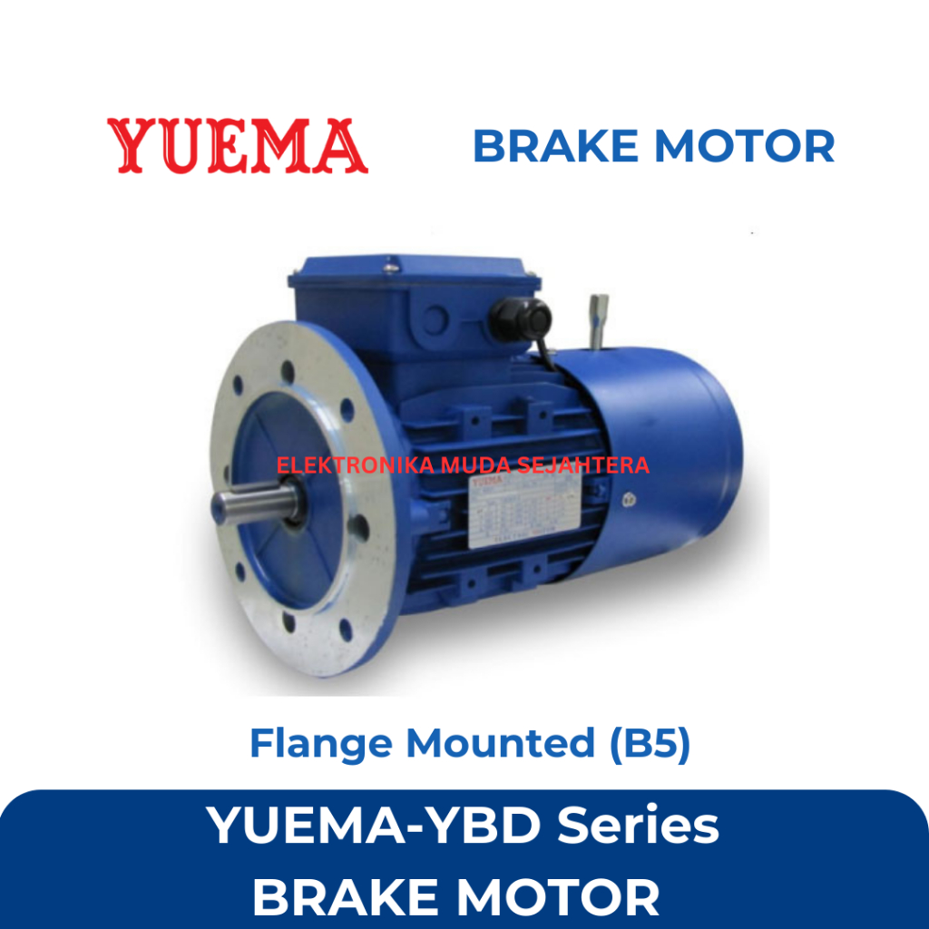 Jual Brake Motor YUEMA YBD 4kW 5.5HP 220V/380V 3 PHASE B5 Flange ...