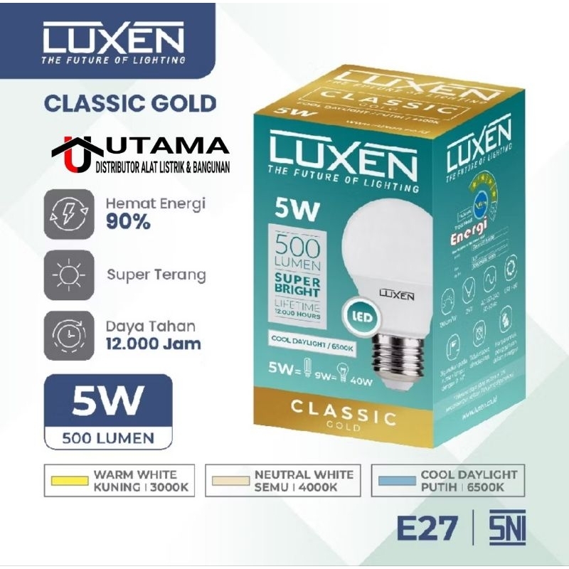 Jual Lampu Luxen LED Classic GOLD 5 watt | Shopee Indonesia