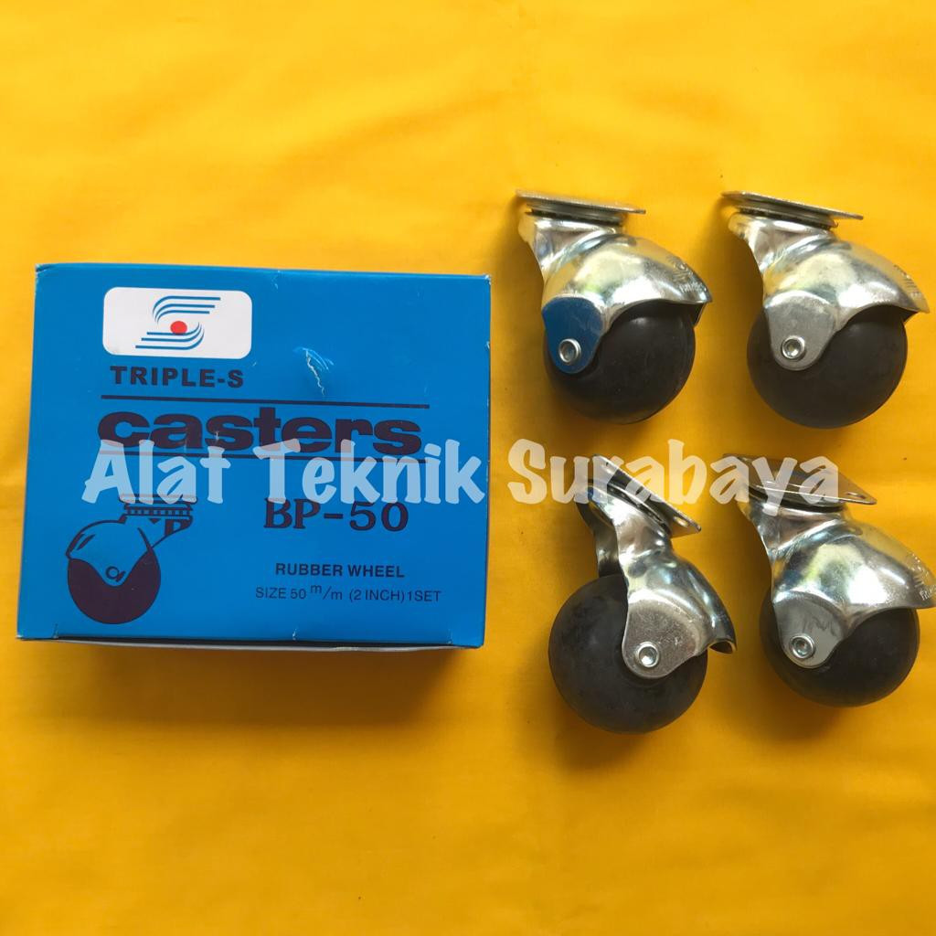 Jual ISI 4 PCS RODA CASTER BP-50 50 MM 2" GEPENG KASTOR CASTOR TRIPLE S ...