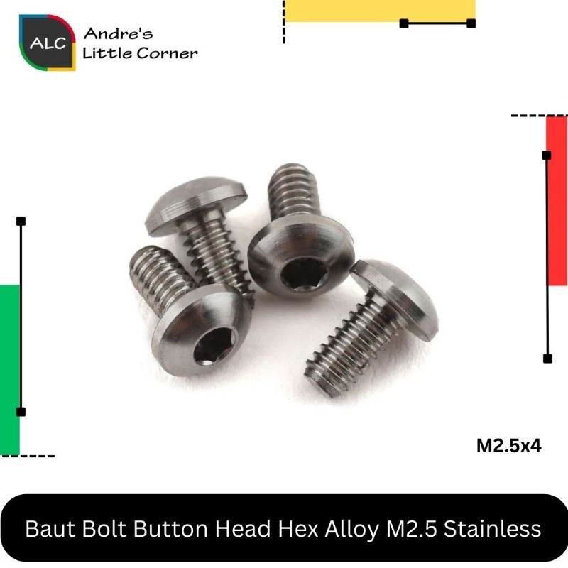 Jual Baut Bolt M2.5 4mm Stainless Steel Button Head Alloy Hex 4 mm ...