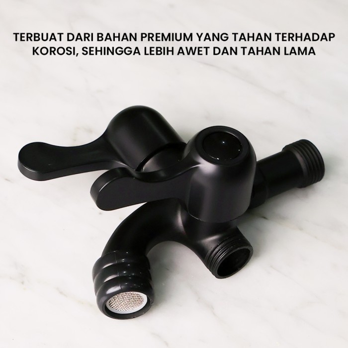 Jual GROSIR - KRAN AIR CABANG HITAM KRAN DOUBLE KRAN TEMBOK SHOWER HITAM FAUCET KERAN AIR KERAN ...