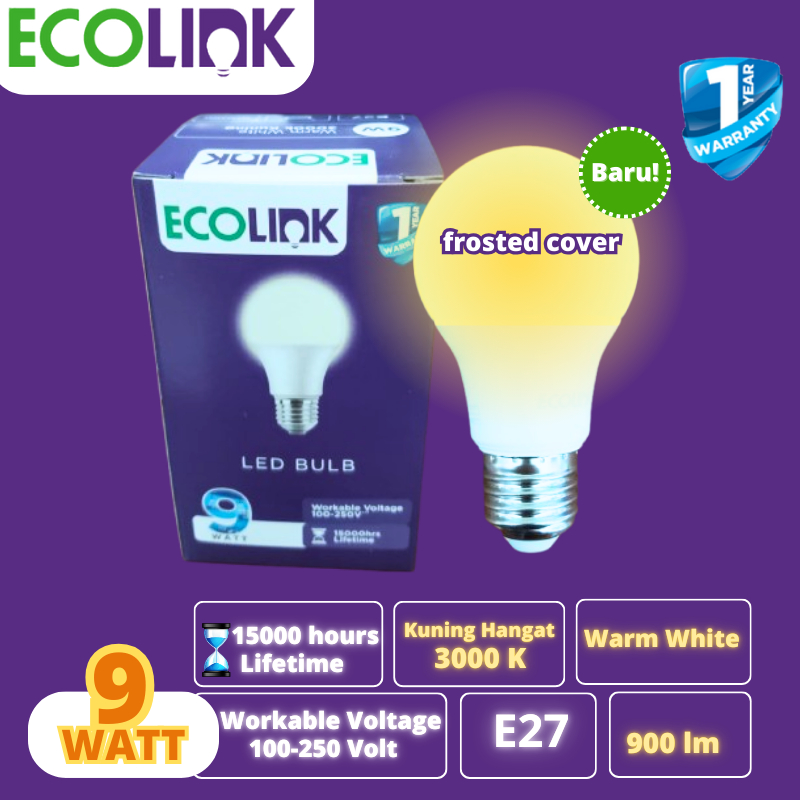 Jual Ecolink Bohlam Lampu LED Bulb 9W Kuning Warm White | Shopee Indonesia