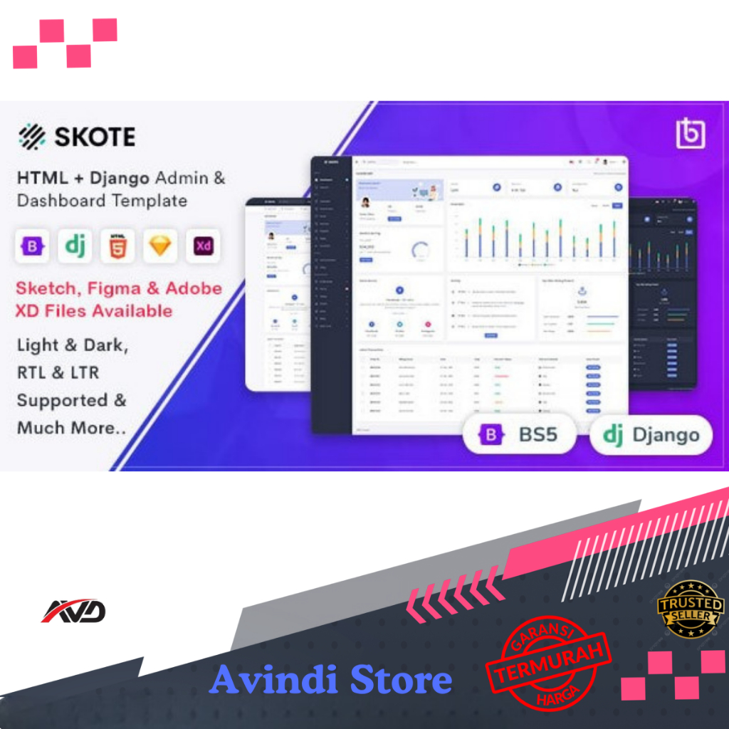 Jual Skote - HTML & Django Admin Dashboard Template | Shopee Indonesia