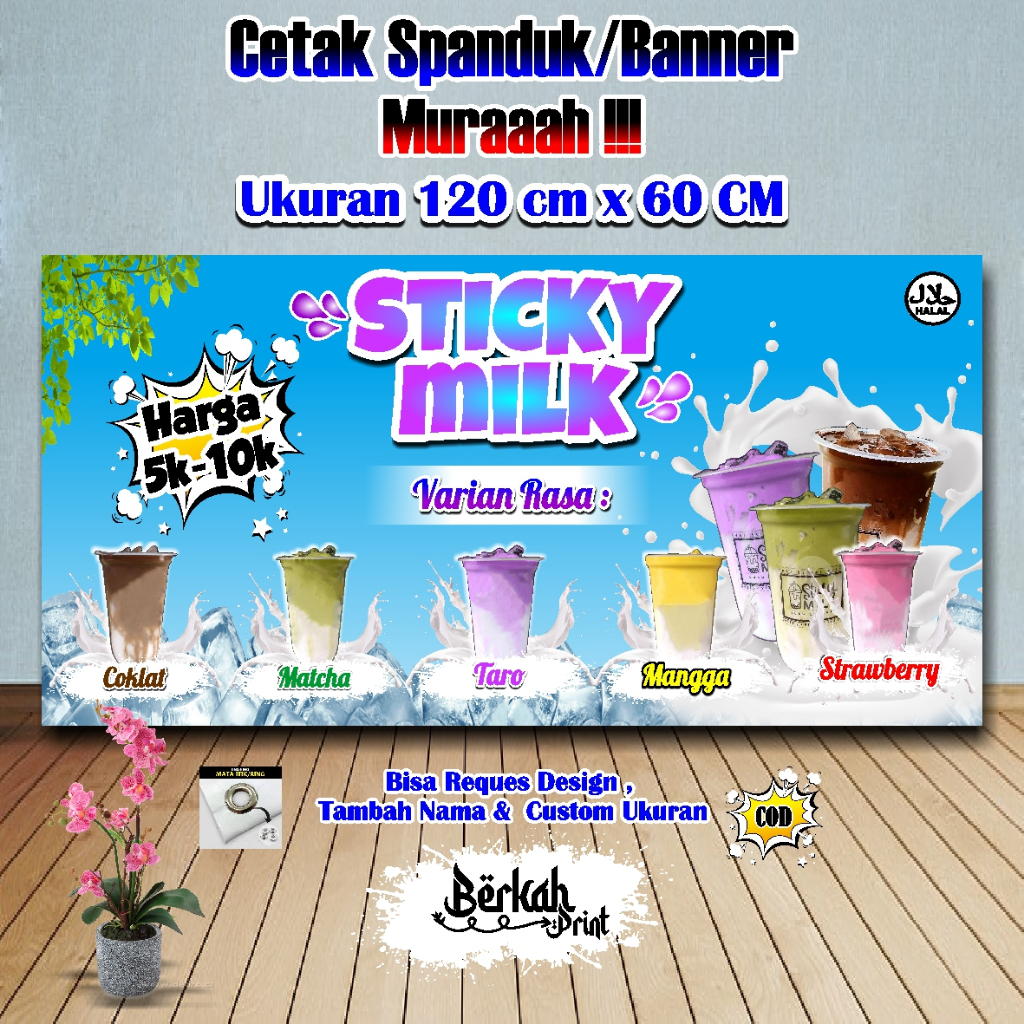 Jual Spanduk Banner Sticky Milk Ukuran 120 Cm x 60 cm | Shopee Indonesia