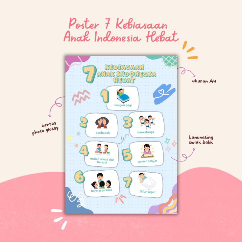 Jual Poster 7 Kebiasaan Hebat Anak Indonesia | Shopee Indonesia
