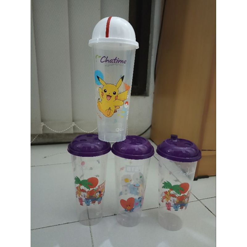 Jual Tumbler / Gelas Ori Chatime BT21 & Pikachu | Shopee Indonesia