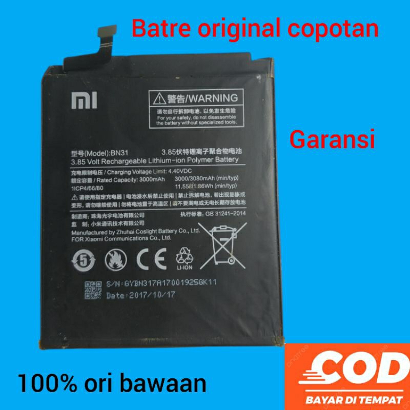 Jual BATERAI Redmi Note 5A BATRE Ori Copotan | Shopee Indonesia