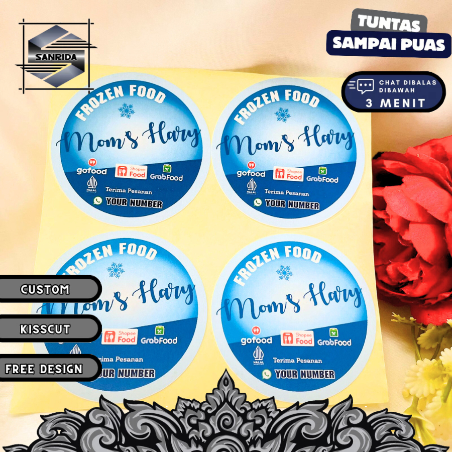 Jual 5-8 Sanrida Sticker Label Makanan Beku Free Desain Produk Frozen ...