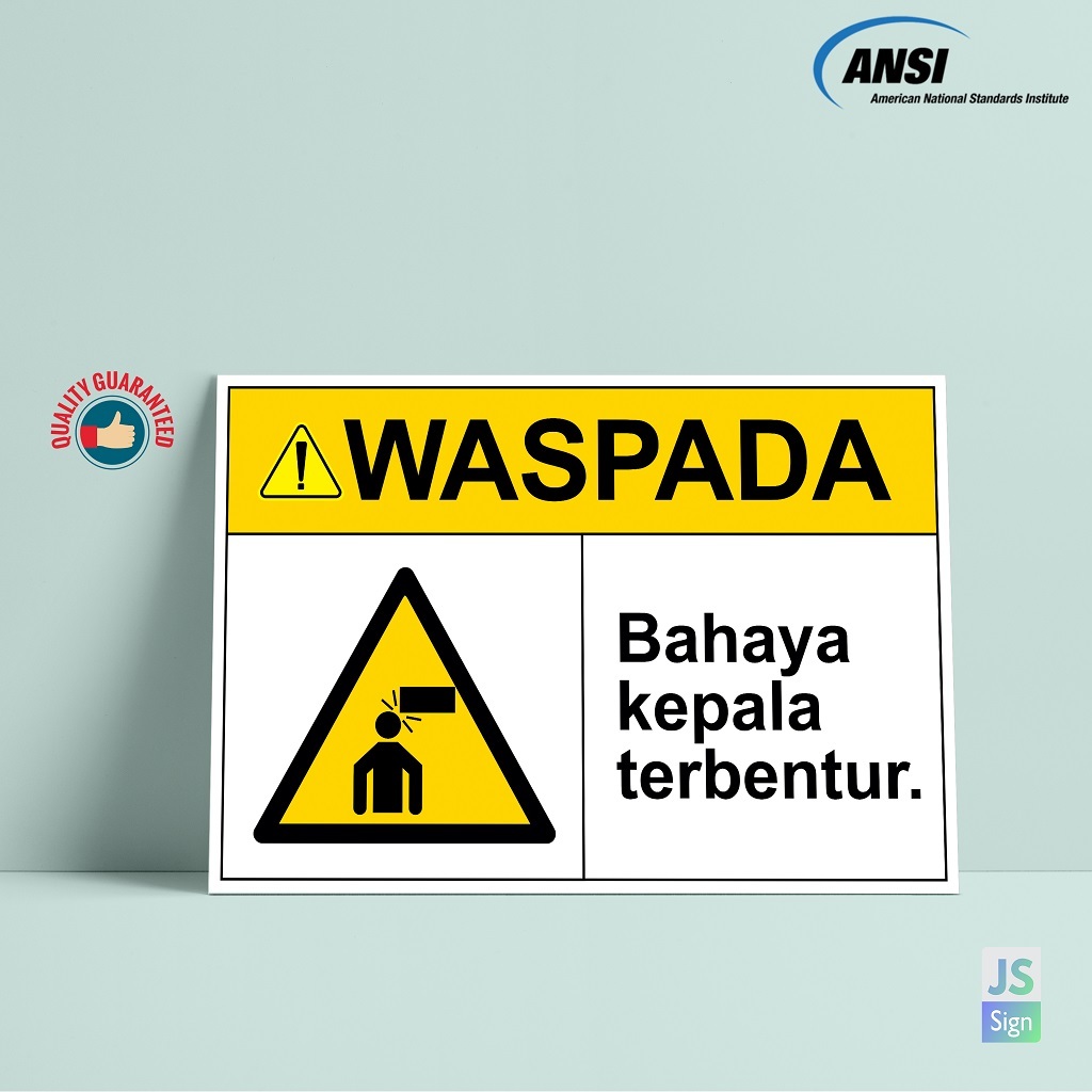 Jual SAFETY SIGN K3 - BAHAYA KEPALA TERBENTUR + PLAT 2MM | Shopee Indonesia