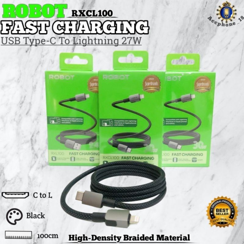 Jual ROBOT RXCL100 Data Cable Type-C To Lightning FAST CHARGING 27W ...