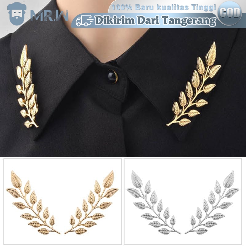 Jual 2pcs/Set Lapel Pin Bros Bentuk Daun Retro Klip Pin Kerah Collar ...