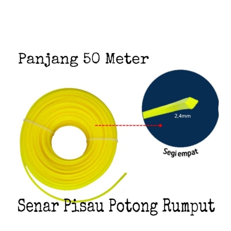 Jual senar potong rumput segi empat ukuran 2,4mm panjang 50meter ...