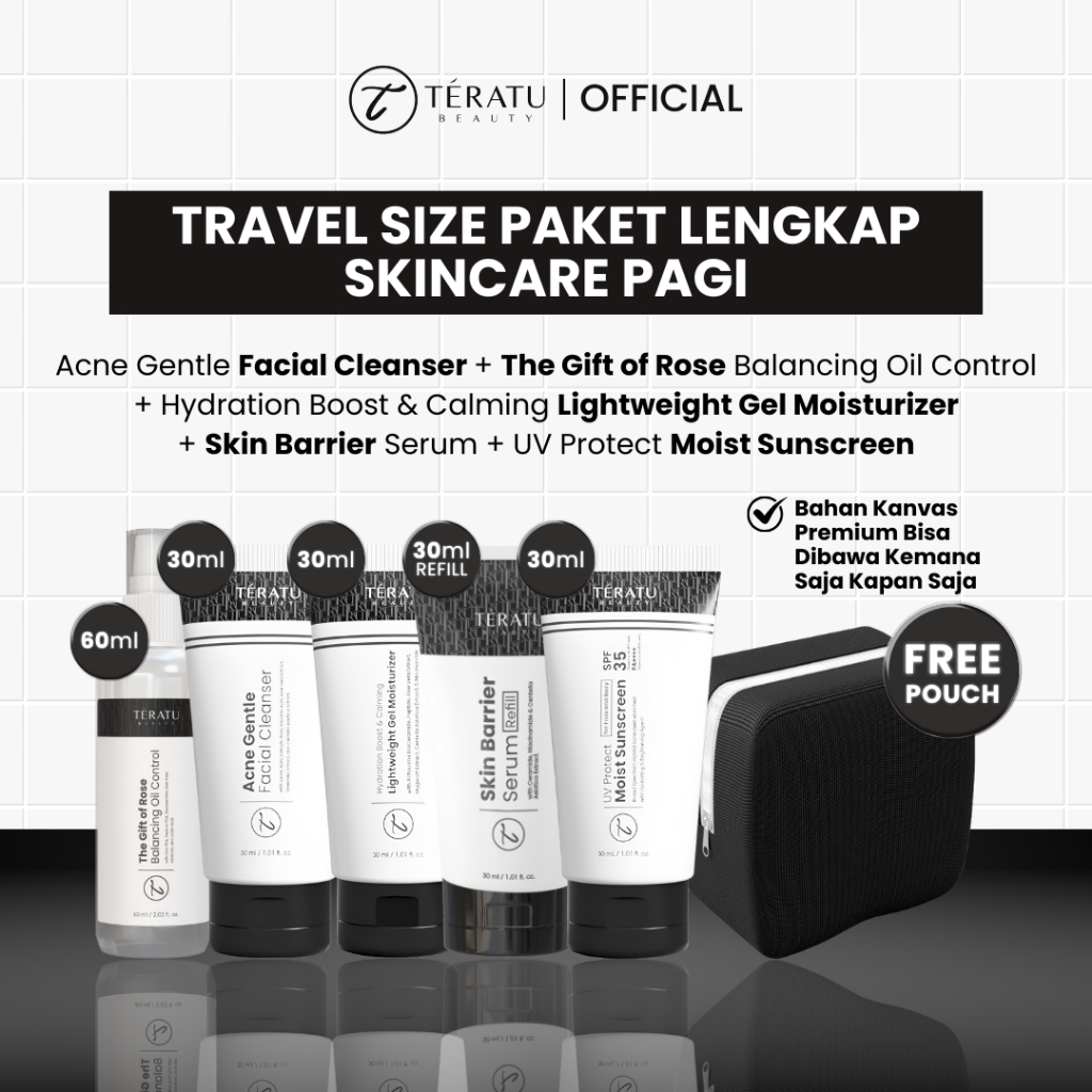 Jual [FREE NEW POUCH] TERATU BEAUTY Travel Size Paket Lengkap Skincare ...