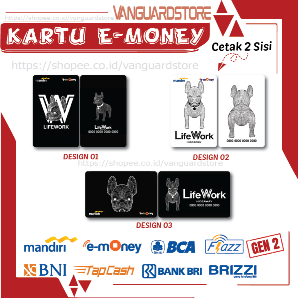 Jual KARTU E MONEY E TOLL BRAND LIFE WORK DOG EMONEY MANDIRI FLAZZ BCA ...