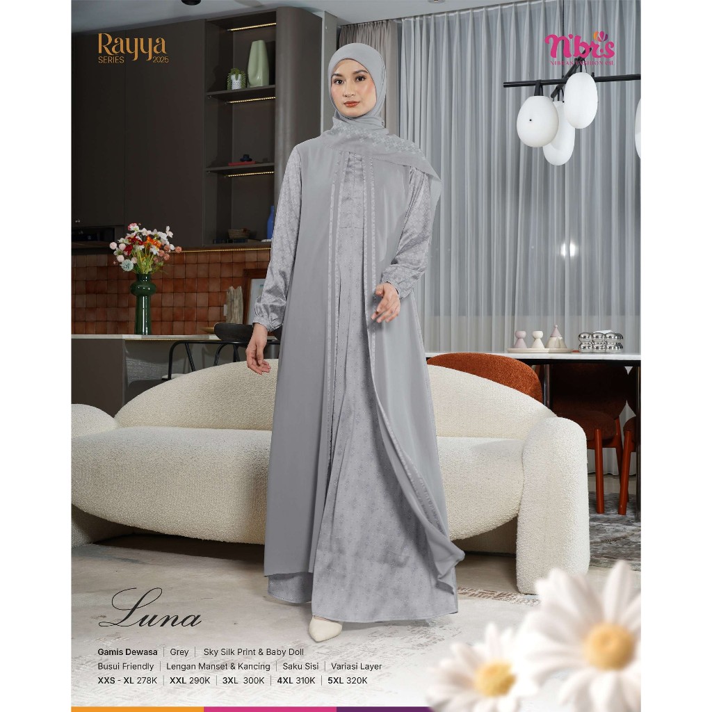 Jual GAMIS NIBRAS RAYYA SERIES LUNA GREY, CREAM | Shopee Indonesia