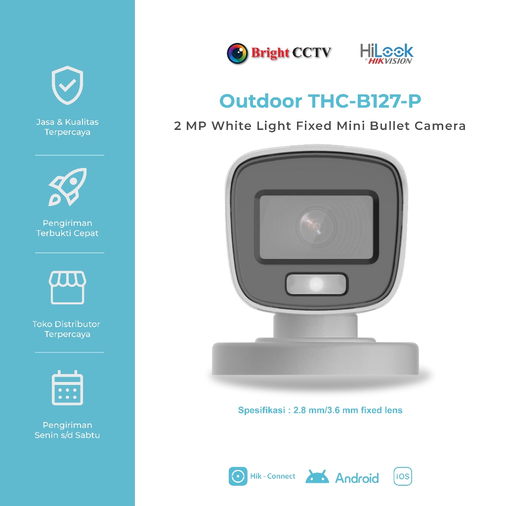 Jual Camera CCTV Outdoor Hilook 2MP 1080P THC-B127-P Colorvu Series ...
